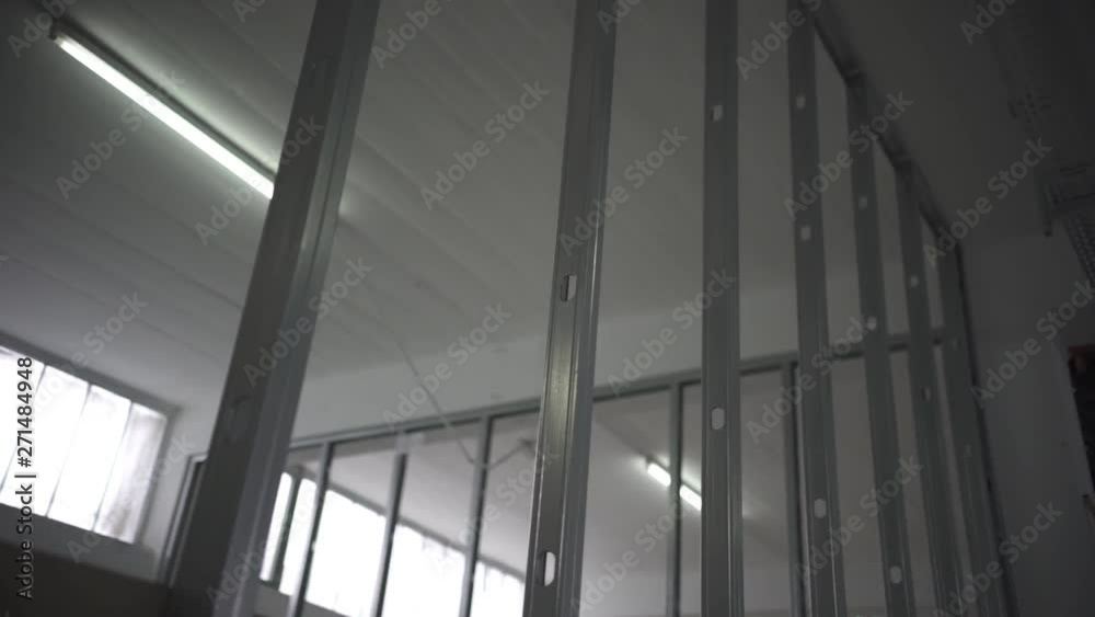 Frames for plasterboard. Gypsum wall is under construction Stock ビデオ ...