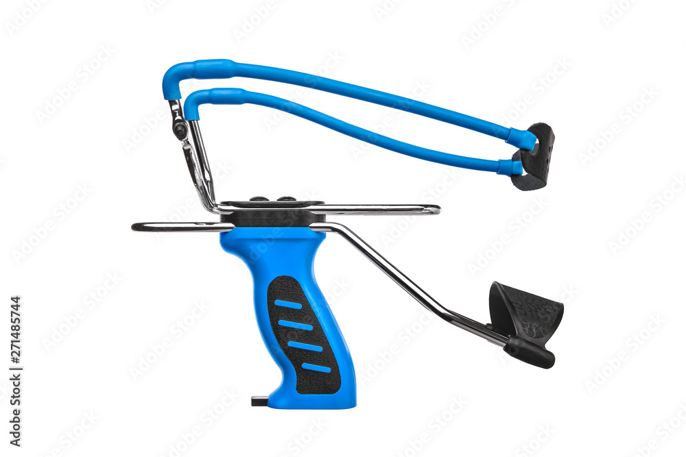 Blue slingshot isolate on white background. Modern slingshot with ...