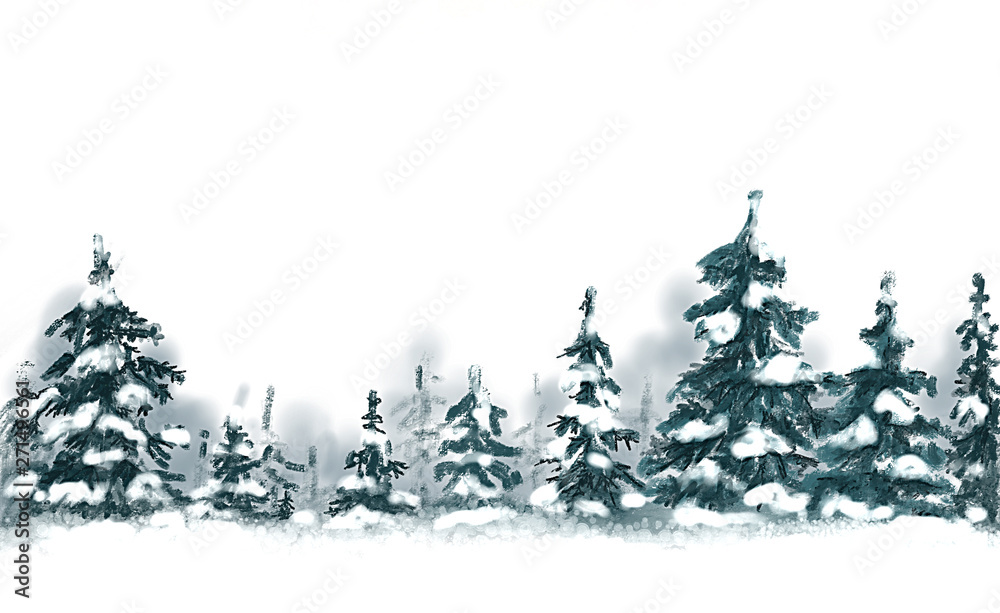 Snow Tree Drawing