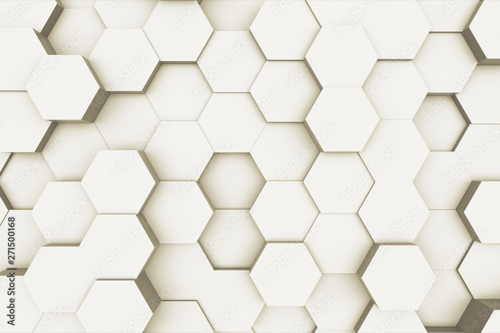 Random waving motion abstract background from hexagon geometric surface loop: light bright clean ...