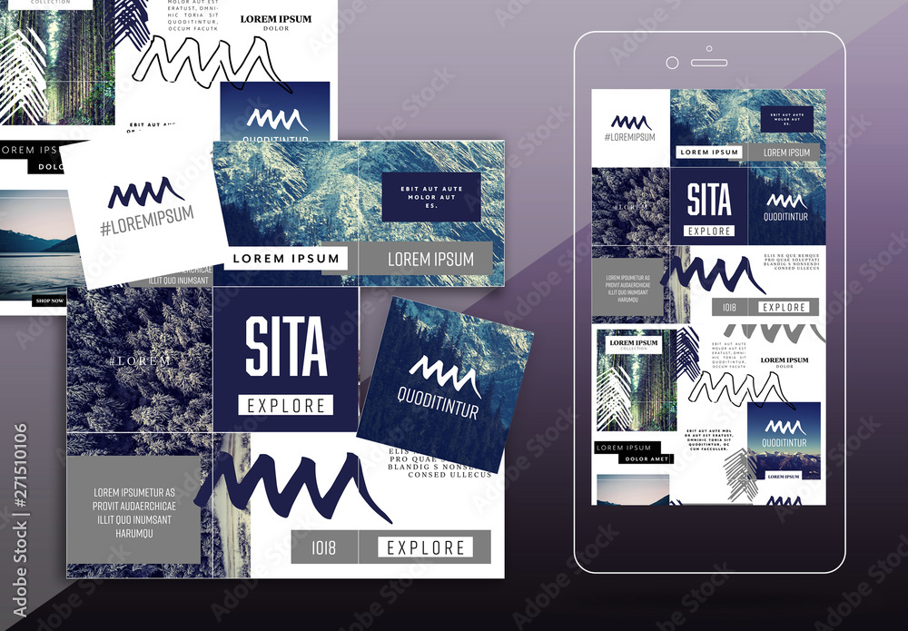 Travel Social Media Grid Layouts Stock Template | Adobe Stock