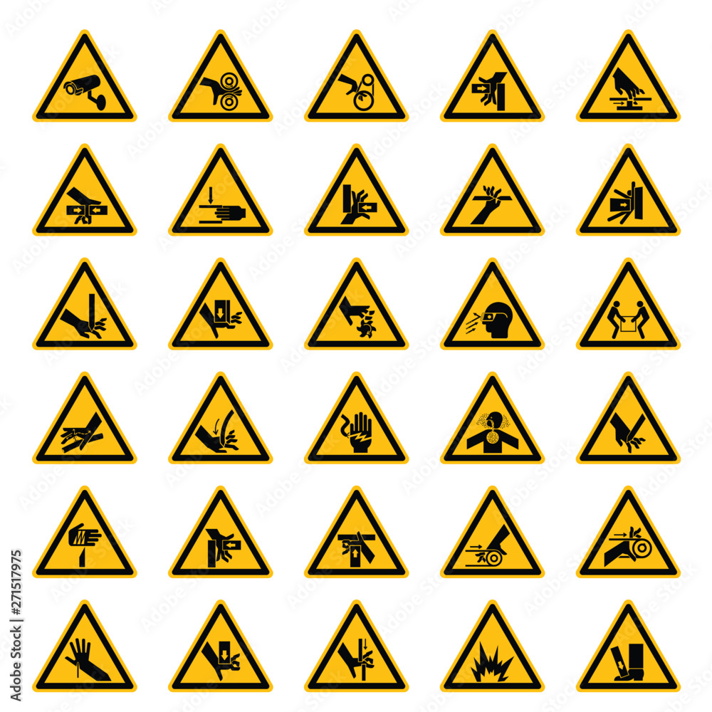 Triangular Warning Hazard Symbols labels On White Background,Vector ...