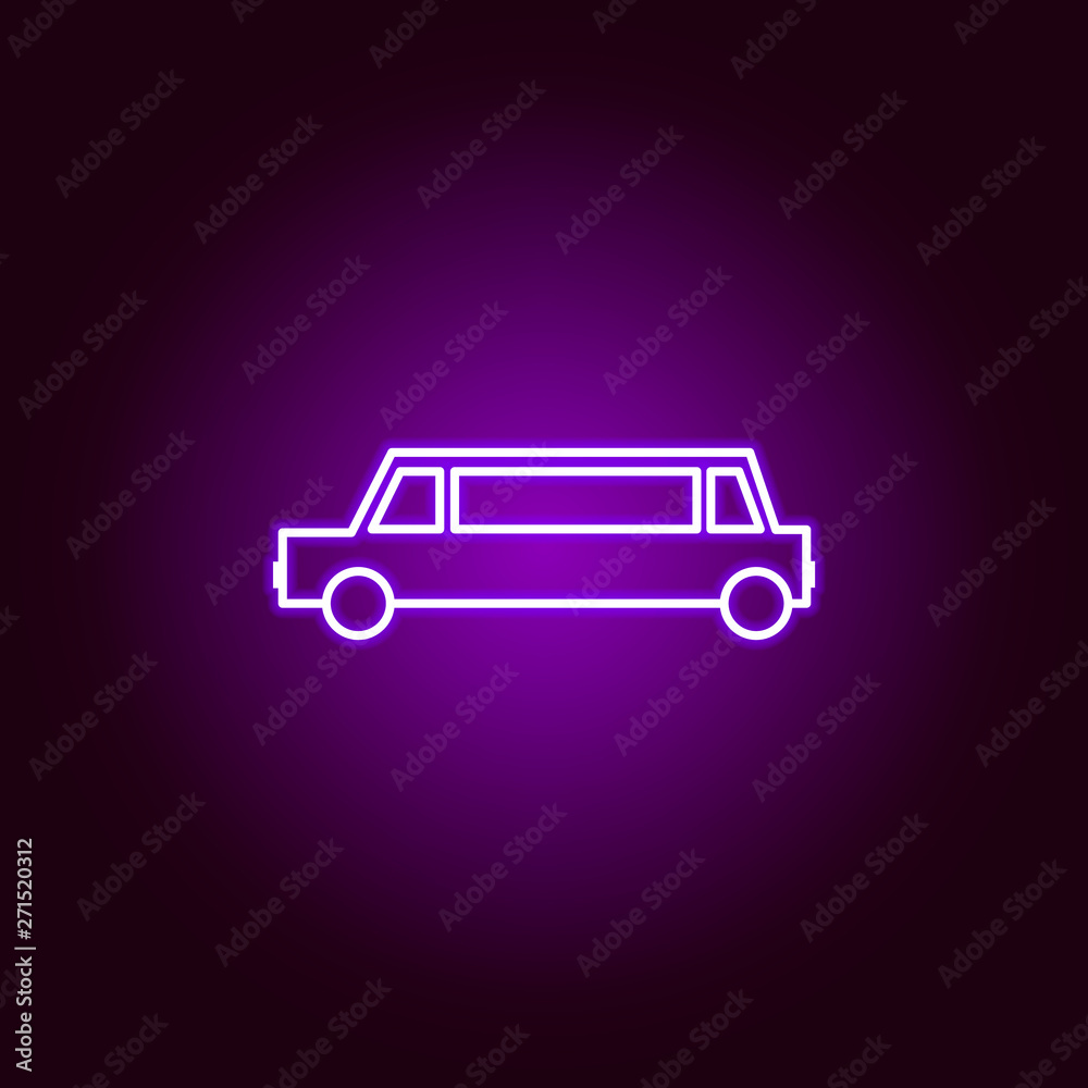 limousine side outline icon in neon style. Elements of car repair ...