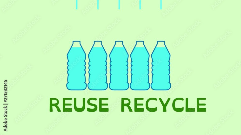 Recycle reuse bottle, loop animation of plastic water bottles filling ...