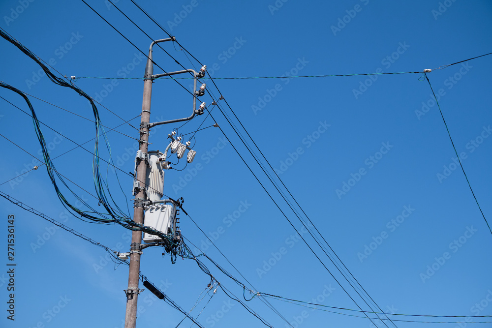 Electrical transformer, High voltage power transformer in town with ...