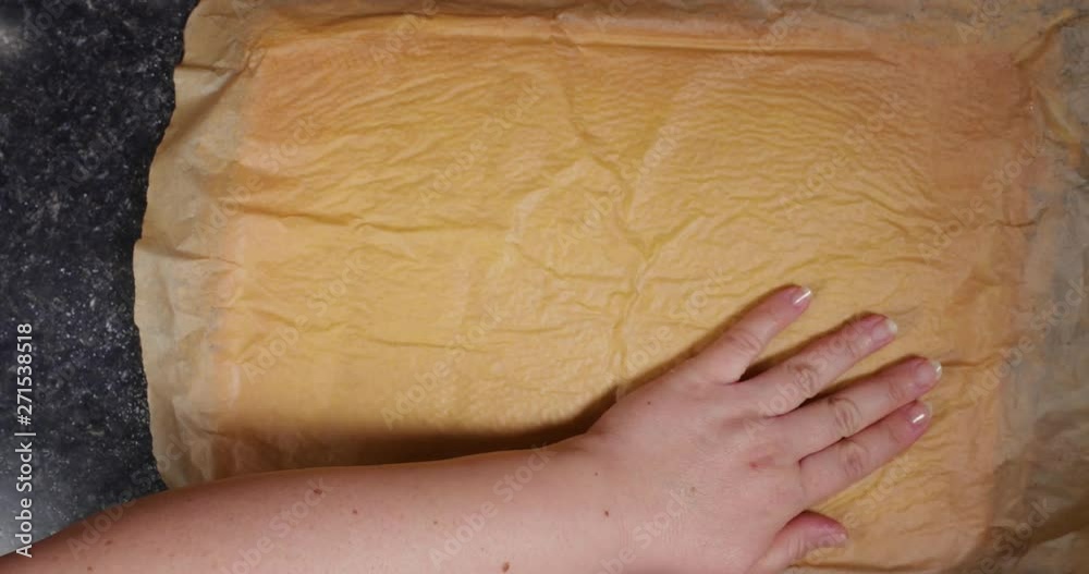 Reverse Time Lapse Of Lady Places Plain Cake On Sugared WorkSurface To ...