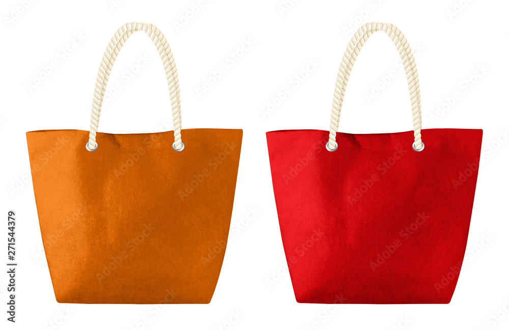 summer beach bag, tote bag, shopping bag mockup with fabric texture ...