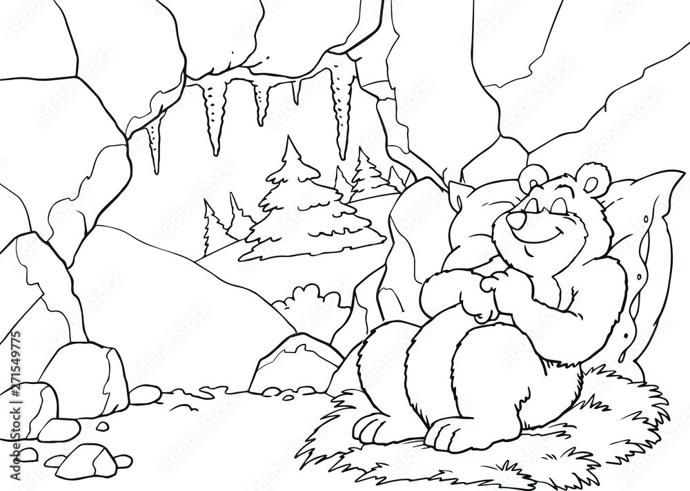 Bear Cave Coloring Page