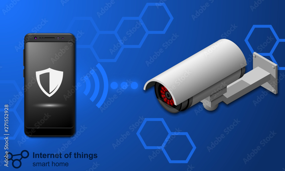 Smart cctv camera concept. Internet of things vector illustration ...