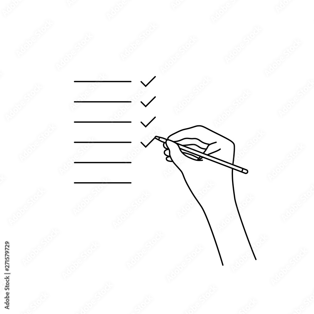 check list inspection with linear hand Stock Vector | Adobe Stock