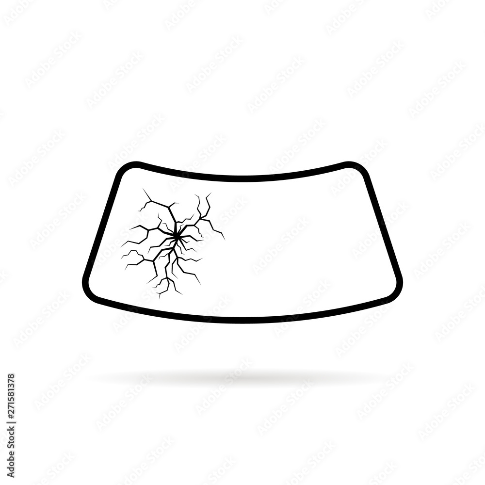 broken windshield glass with crack Stock Vector | Adobe Stock