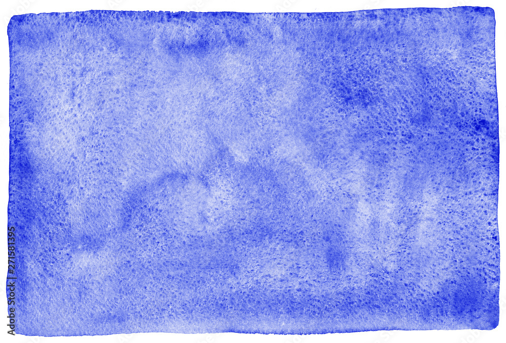 Cold blue, cobalt, ultramarine watercolor abstract rectangle background ...