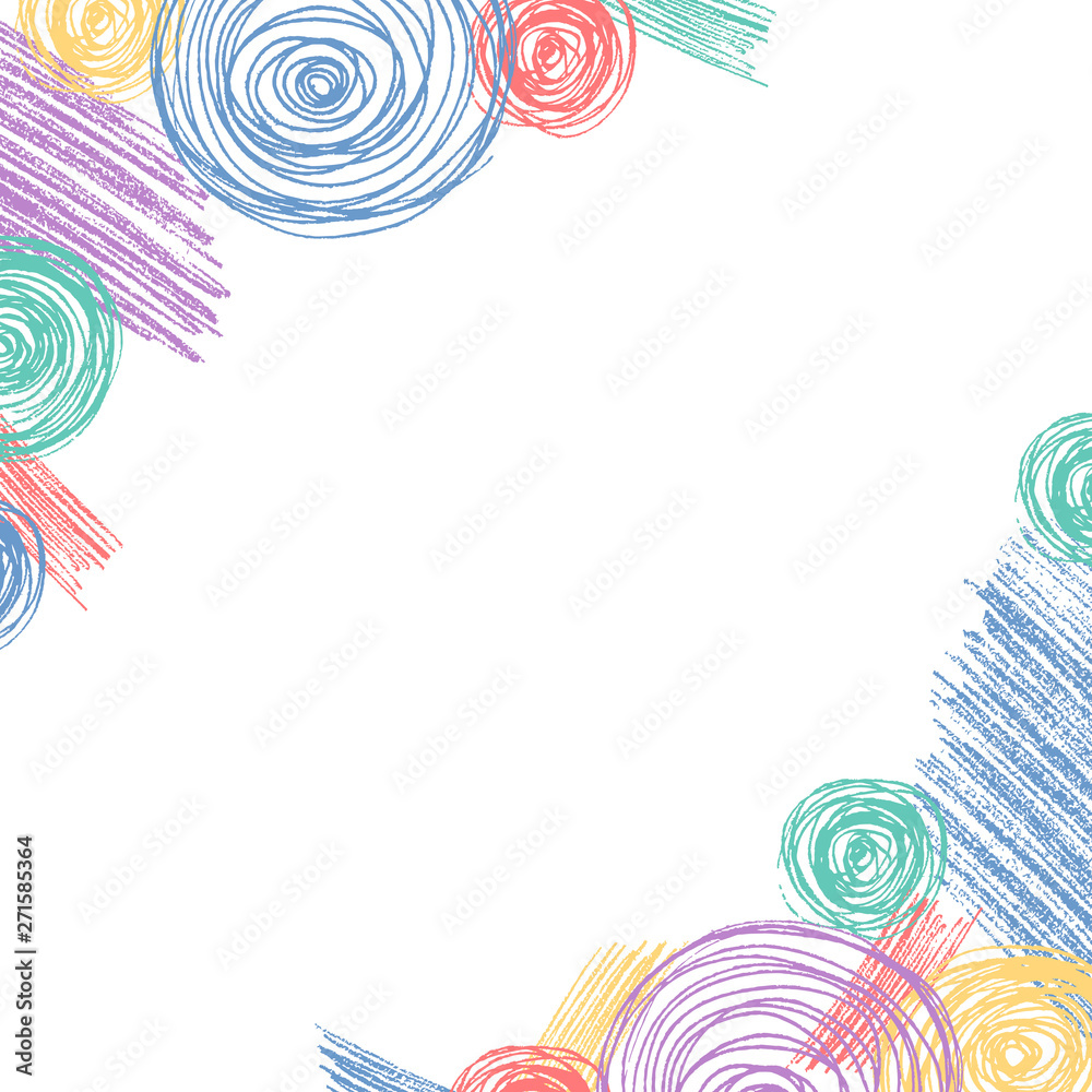 Hand drawn colorful Scandinavian pencil scribble frame for text ...