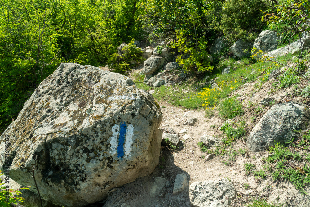 The entrance to the The womb cave also known as Utroba cave in Bulgaria ...