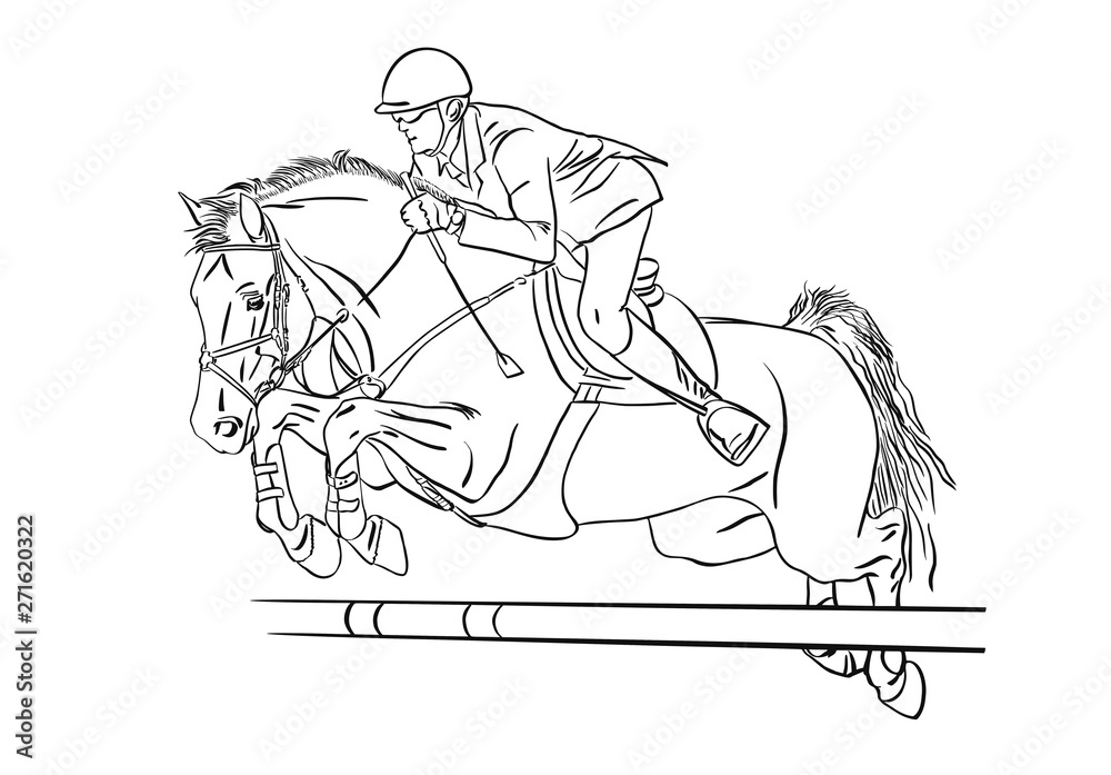 Horse Show Jumping Drawing