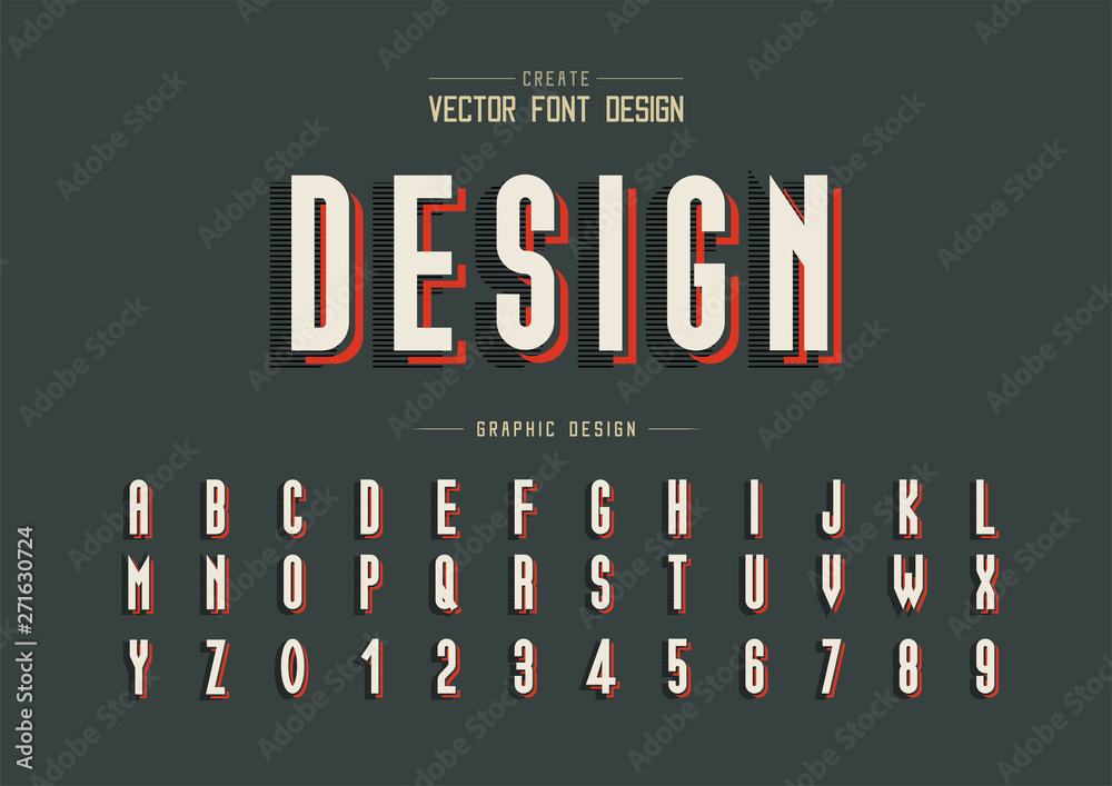 Font and alphabet vector, Tall typeface letter and number design ...