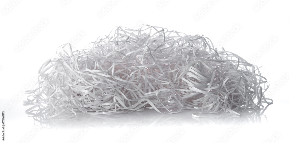 Poster Pile of shredded plastic isolated on white background – Wall Art ...