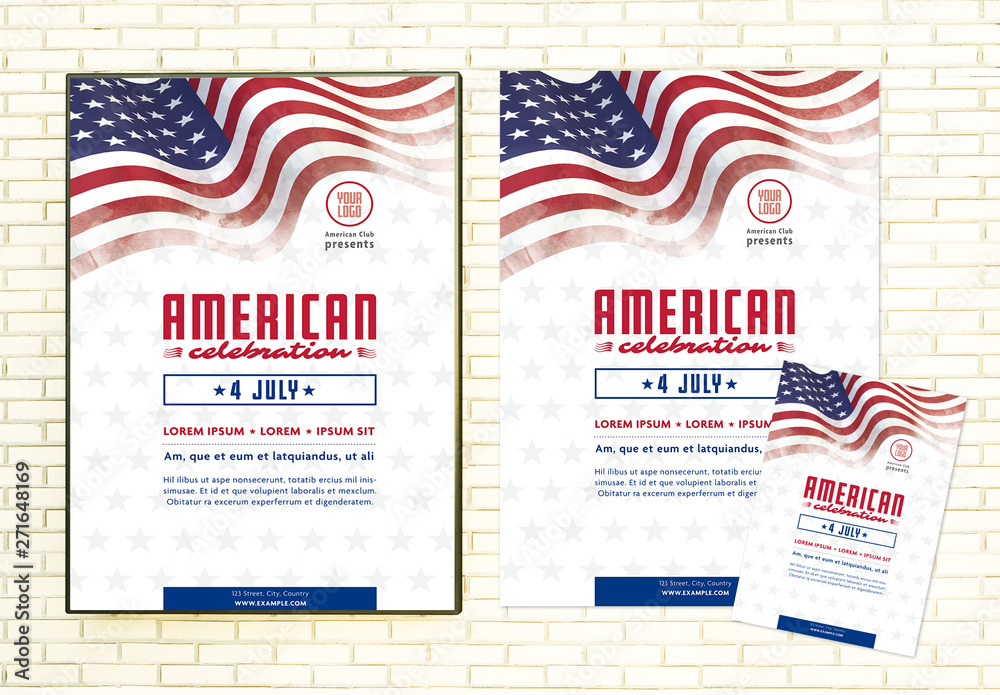 American Themed Party Poster and Flyer Layout Stock Template | Adobe Stock