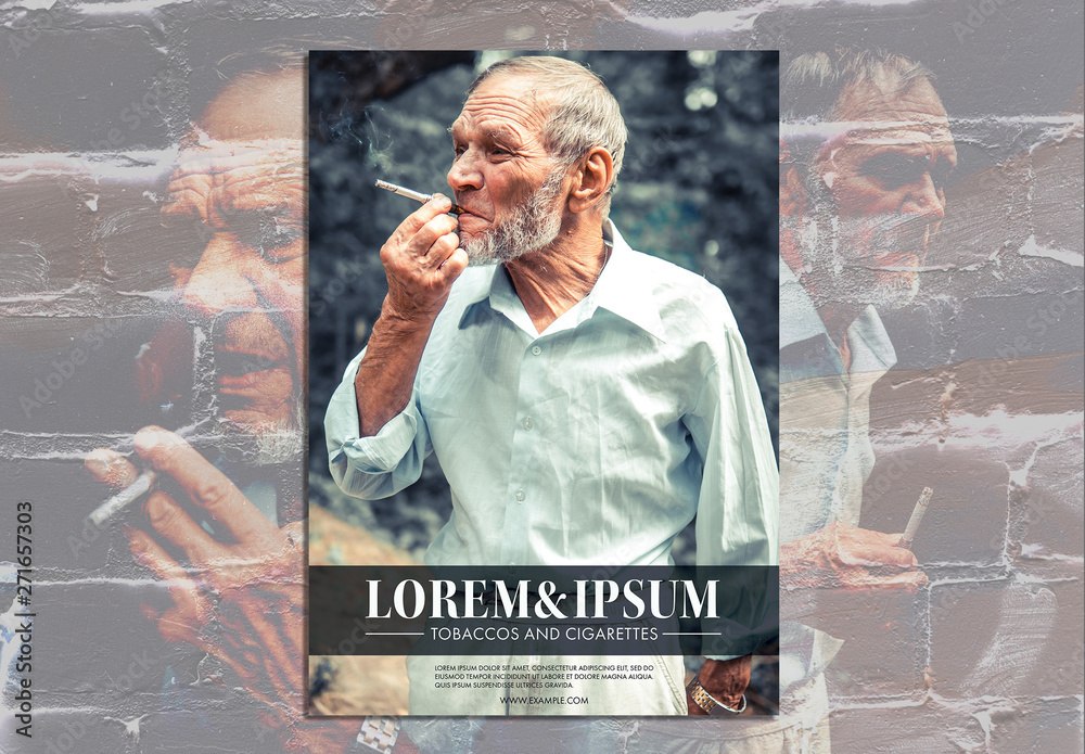 Poster Layout with Image of Man Smoking a Cigarette Stock Template ...
