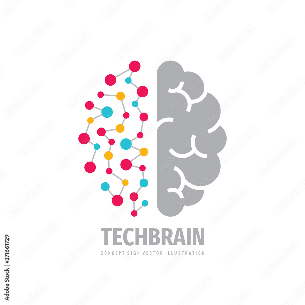 Tech brain logo design. Future technology concept sign. Creative idea ...