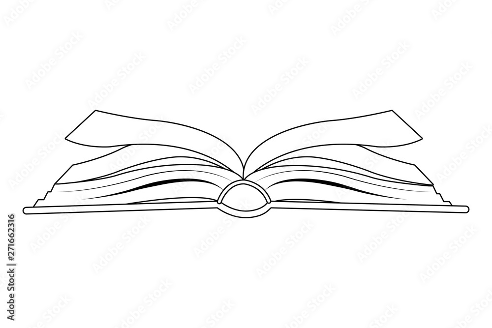 open book icon cartoon isolated black and white Stock Vector | Adobe Stock