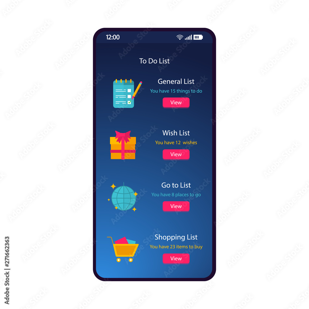 To do list smartphone interface vector template Stock Vector | Adobe Stock