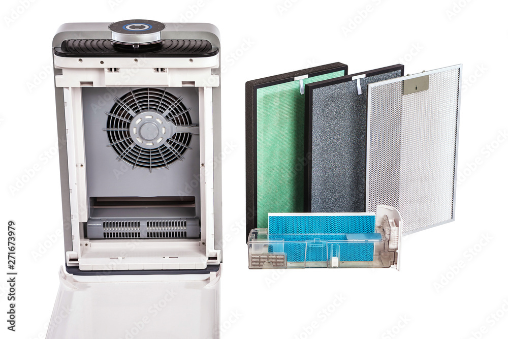 Air cleaner with a set of filters. Air hygiene support system. Air ...