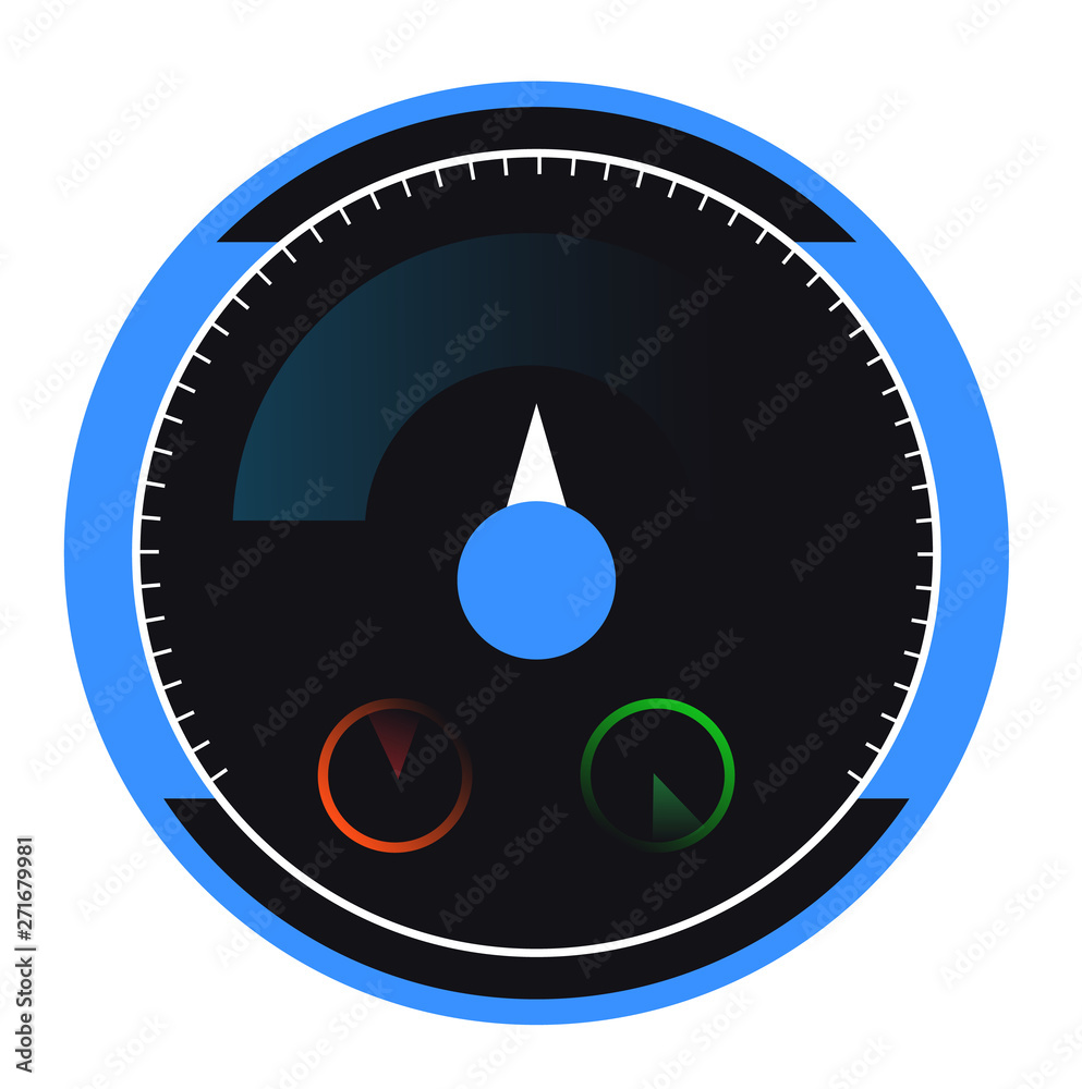 Speedometer vector car speed dashboard panel and speed-up power ...