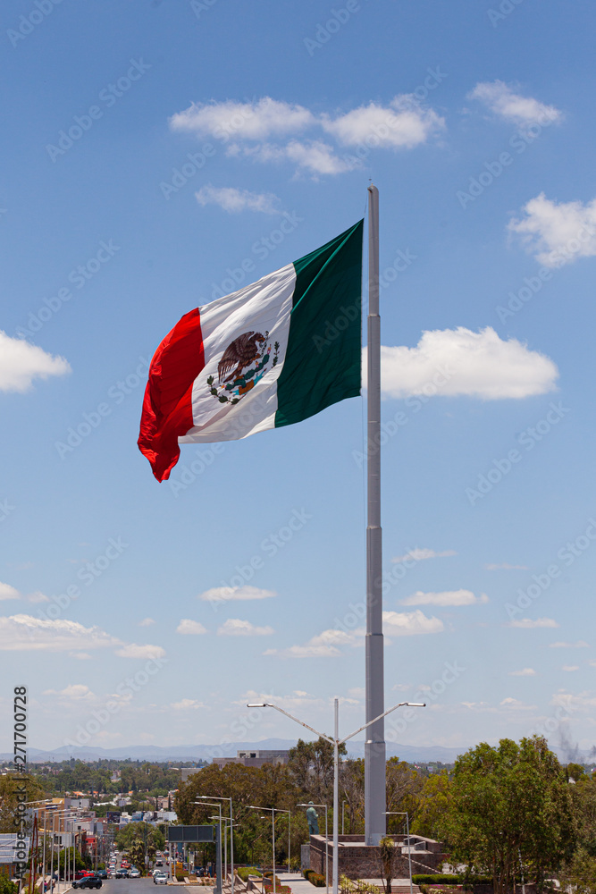 Mexican Flag Waving In The Wind
