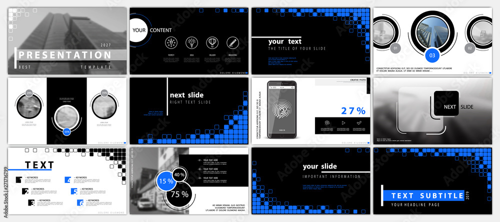 Vecteur Stock Presentation template. Elements of a business slide on a ...