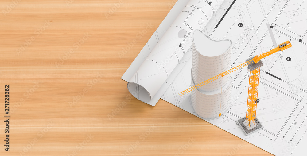 Building or architectural design concept on blueprints Stock ...