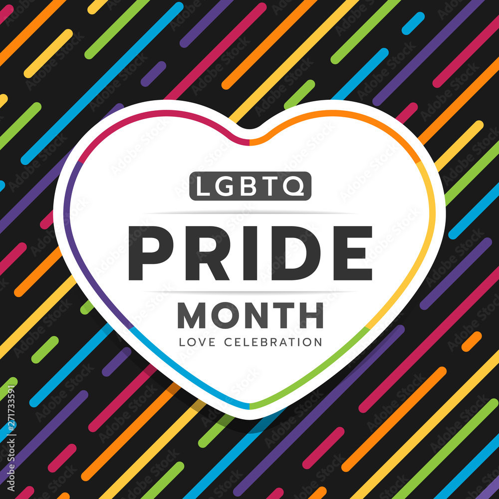 Happy LGBTQ Pride month typography text in heart banner on abstract ...