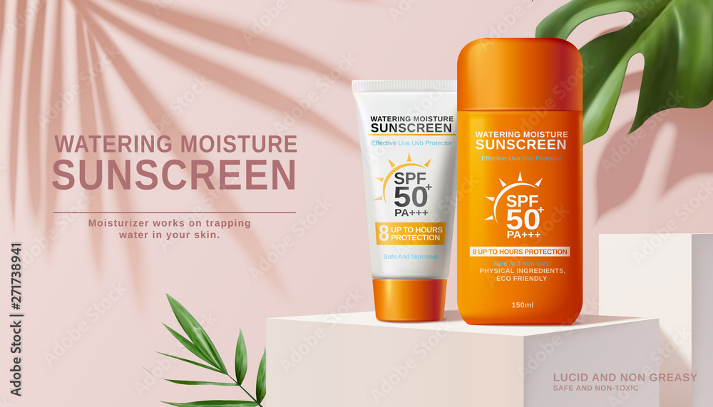 Moisture sunscreen ads Stock Vector | Adobe Stock