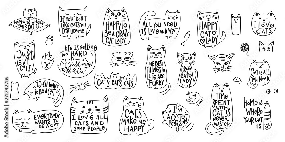 Crazy love cat lady shirt quote lettering Stock Vector | Adobe Stock