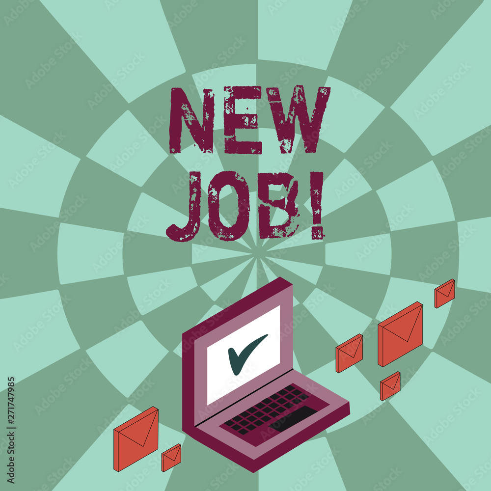 Writing note showing New Job. Business concept for recently having paid ...