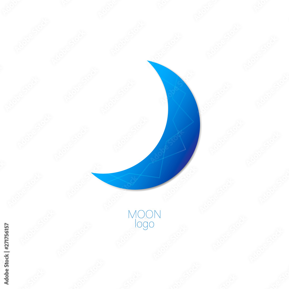 Vector logo blue moon. Blue moon with stripes on a white background ...
