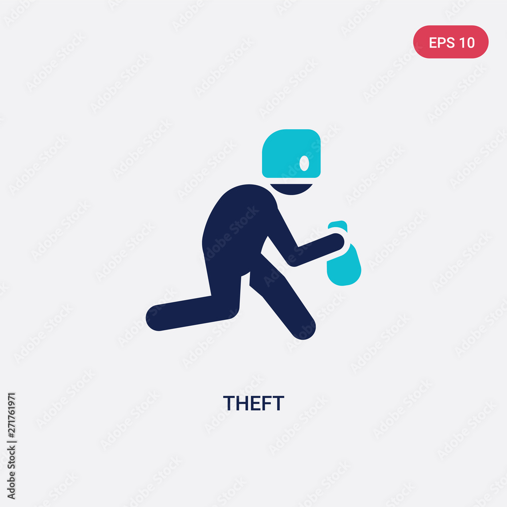 two color theft vector icon from cyber concept. isolated blue theft ...