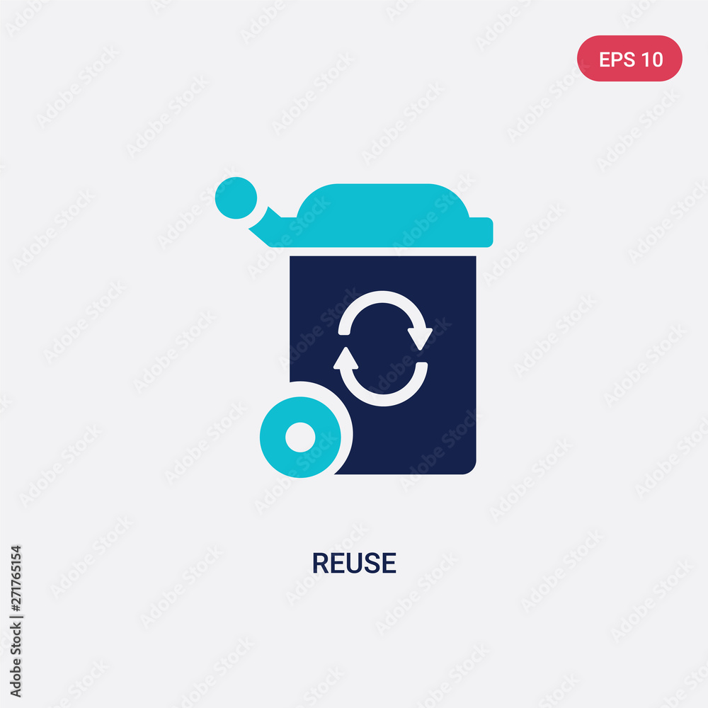 two color reuse vector icon from ecology concept. isolated blue reuse ...