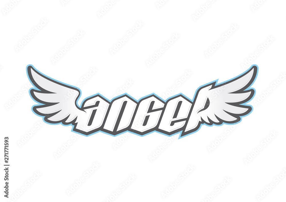 Vector logo text Angel with wings Stock Vector | Adobe Stock