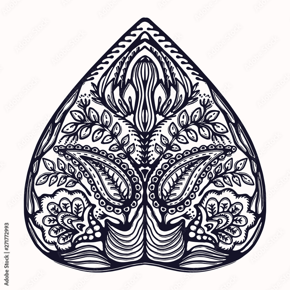 Paisley nature folk art eastern european style. Hand drawn nordic ...