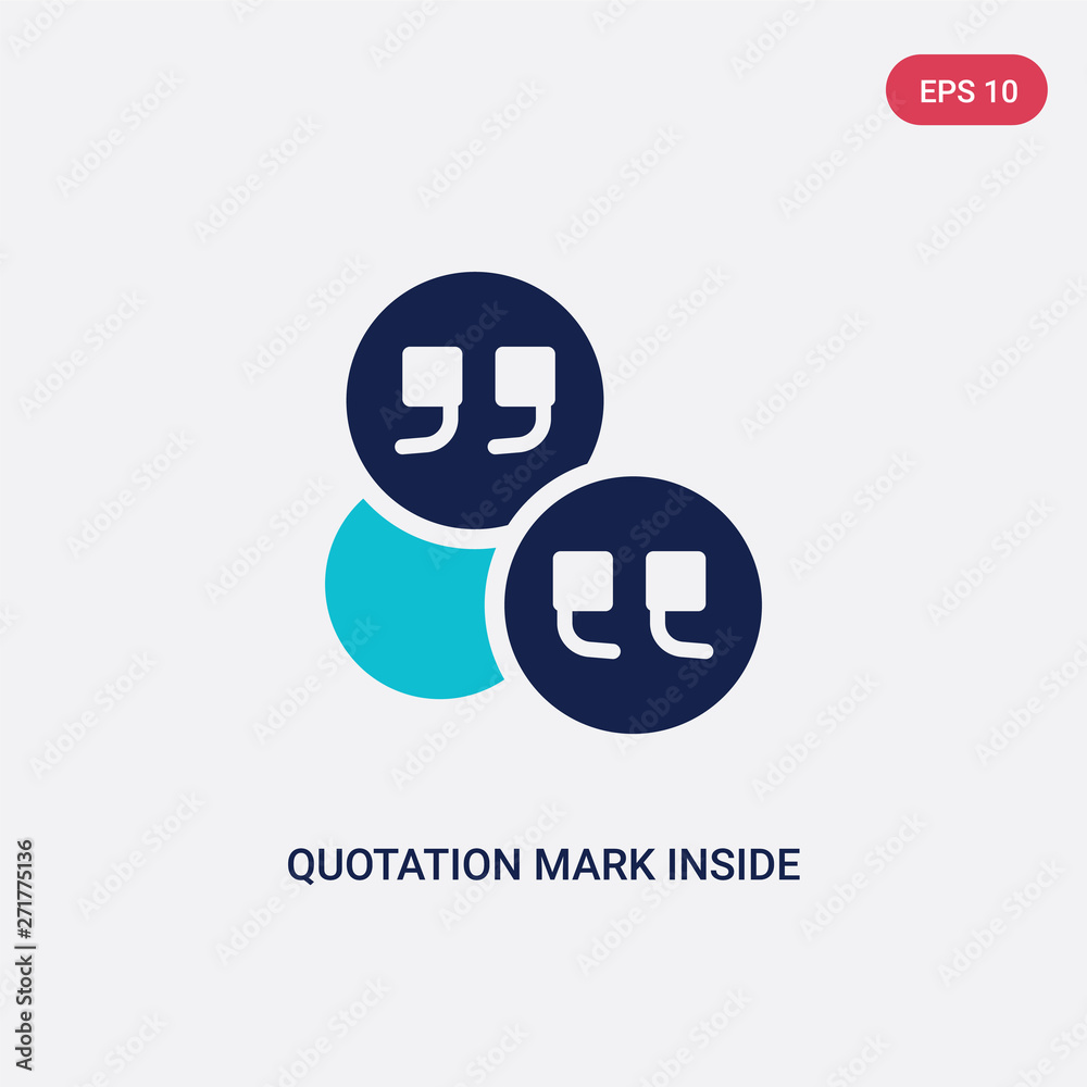 two color quotation mark inside a circle vector icon from general ...