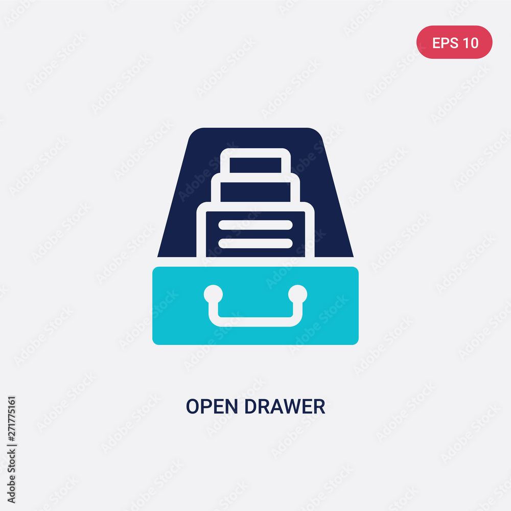 two color open drawer vector icon from general concept. isolated blue ...