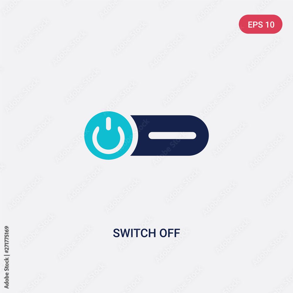 two color switch off vector icon from general concept. isolated blue ...