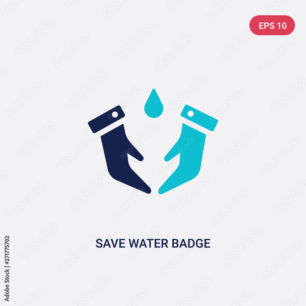two color save water badge vector icon from general concept. isolated ...
