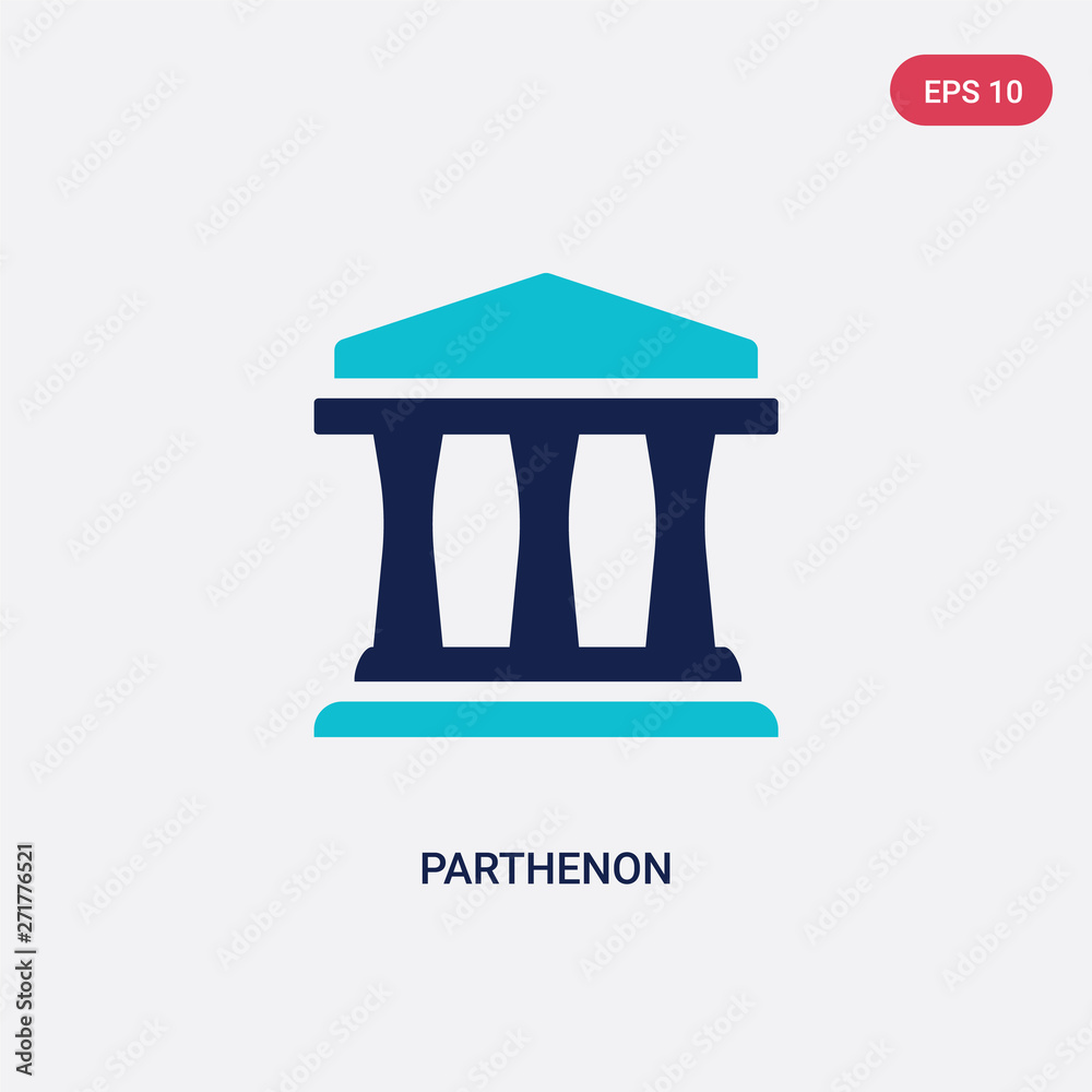 two color parthenon vector icon from greece concept. isolated blue ...