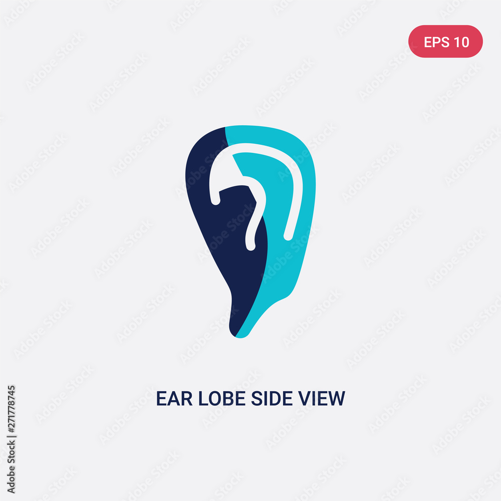 two color ear lobe side view vector icon from human body parts concept ...