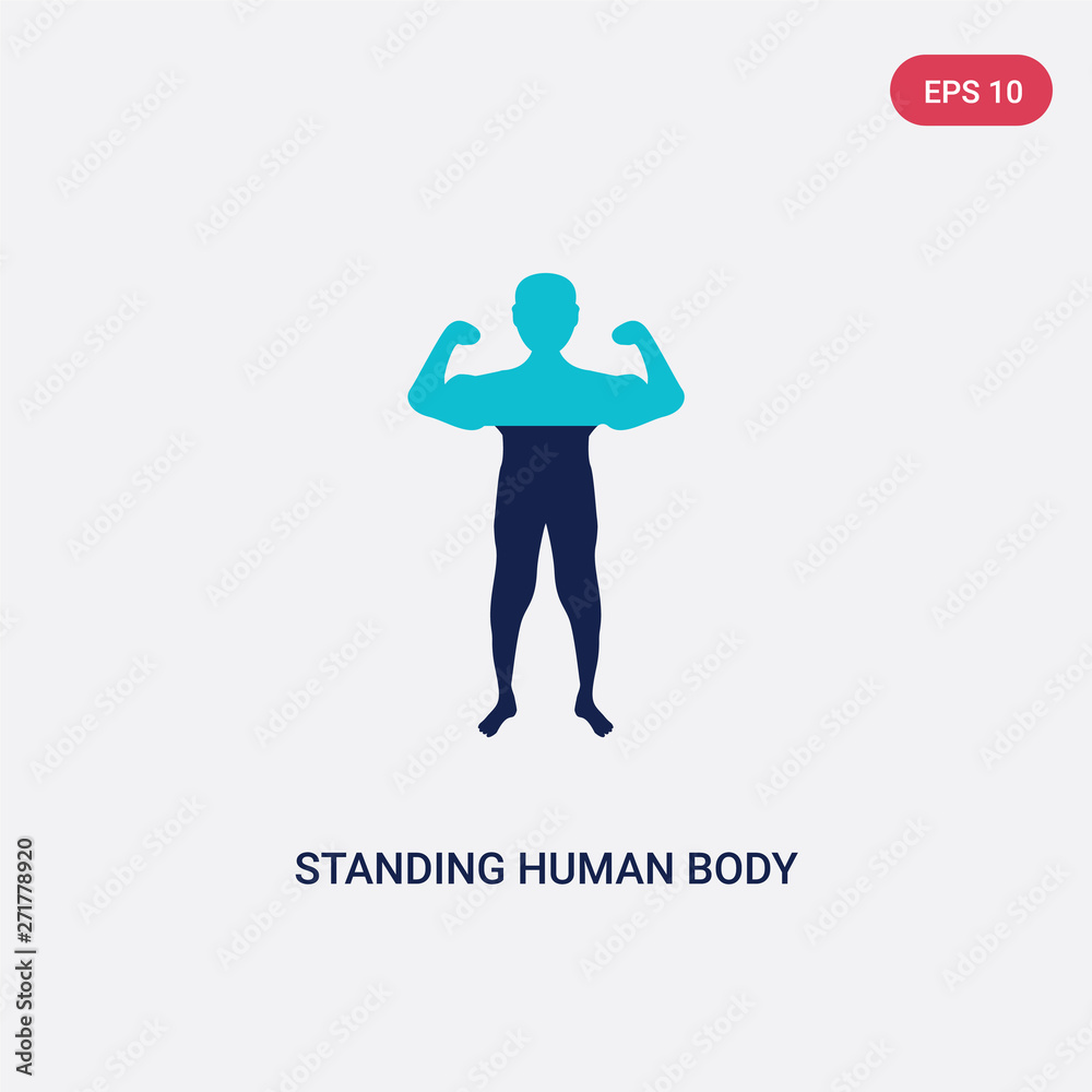 two color standing human body vector icon from human body parts concept ...