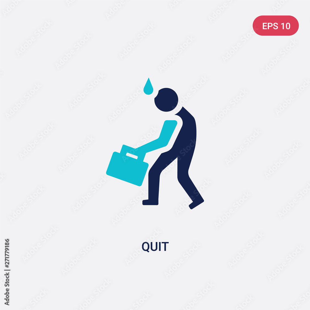 two color quit vector icon from job resume concept. isolated blue quit ...