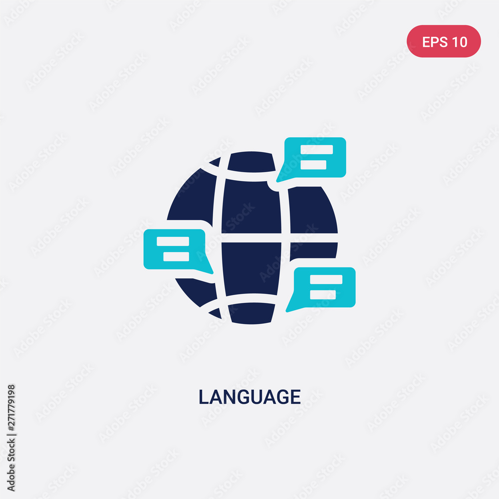 two color language vector icon from job resume concept. isolated blue ...