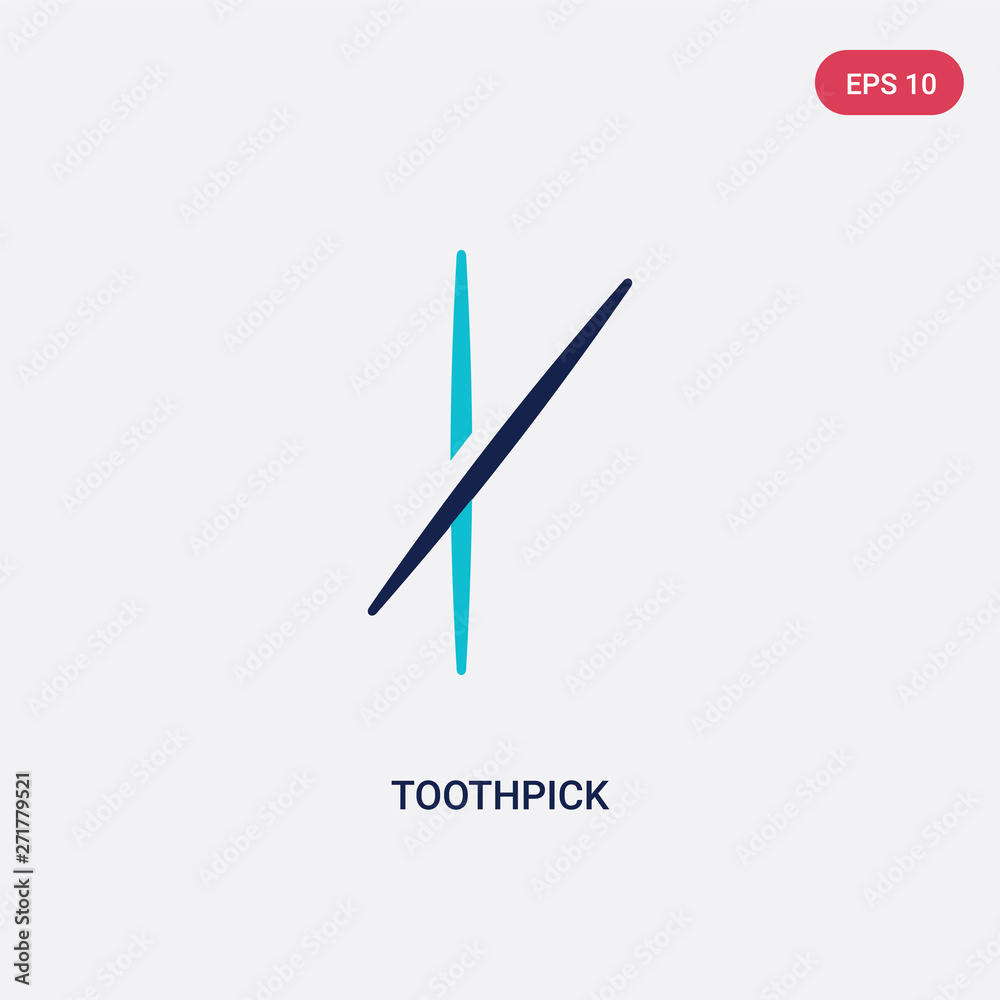 two color toothpick vector icon from hygiene concept. isolated blue ...